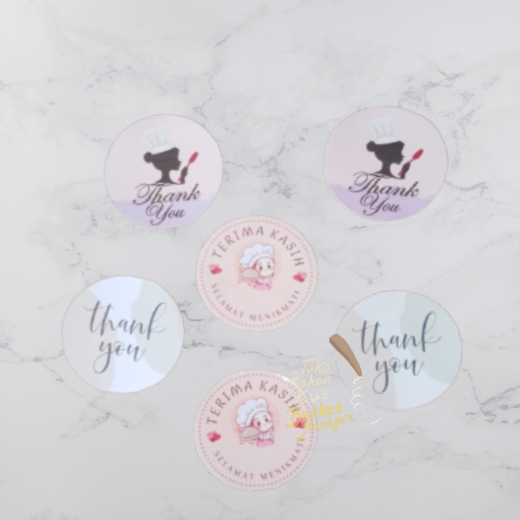 Jual sticker thank you bulat / sticker bulat terima kasih / sticker ...