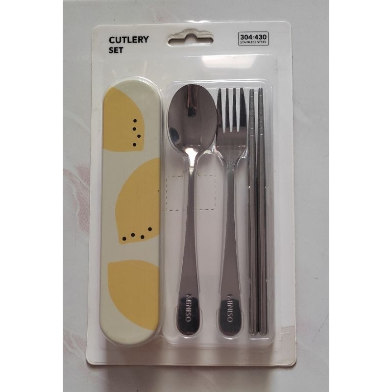 Jual ALAT MAKAN SET - MINISO CUTLERY SET - NEW | Shopee Indonesia