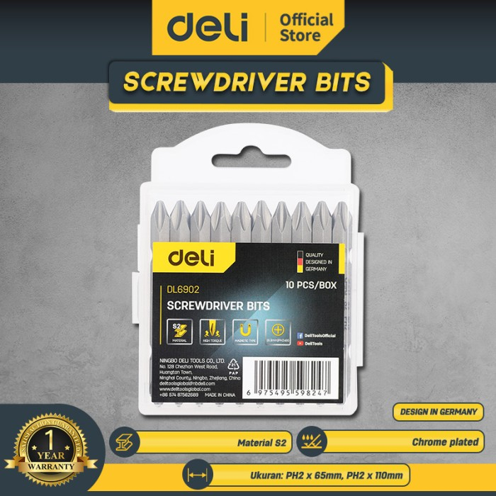 Jual Deli Mata Obeng Set Bolak Balik / Screwdriver bits PH2 EDL690X ...