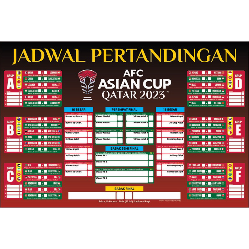 Jual JADWAL AFC CUP QATAR 2023 / PIALA ASIA | Shopee Indonesia