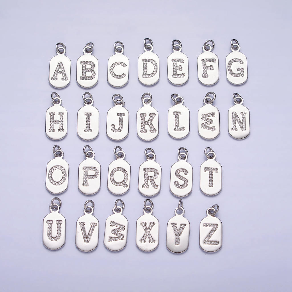 Jual Modan - Rectangular Tag Initial Alphabet Charm Liontin Nama A-Z ...