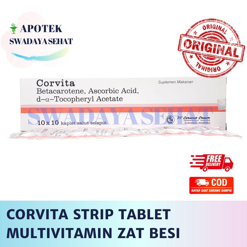 Jual CORVITA STRIP TABLET - Multivitamin Zat Besi Kesehatan Tubuh ...