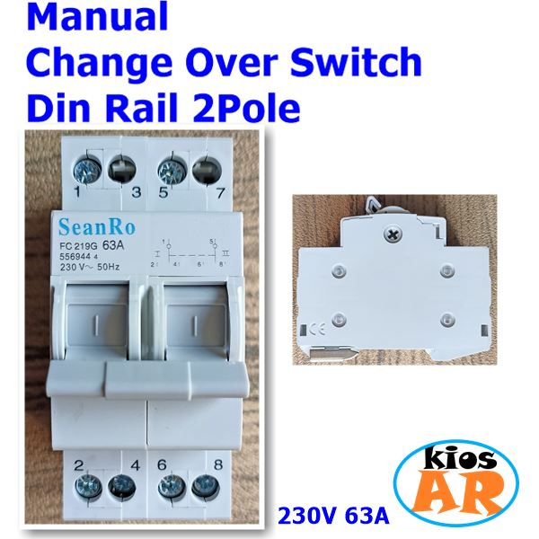 Jual Manual Change Over Switch COS Transfer Switch 2P 63A Din Rail | Shopee Indonesia