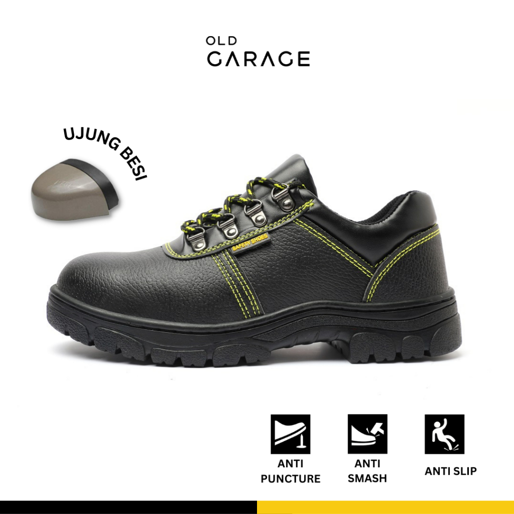 Jual Safety Shoes Sepatu Safety Ujung Besi Low Cut Hitam Kuning ...