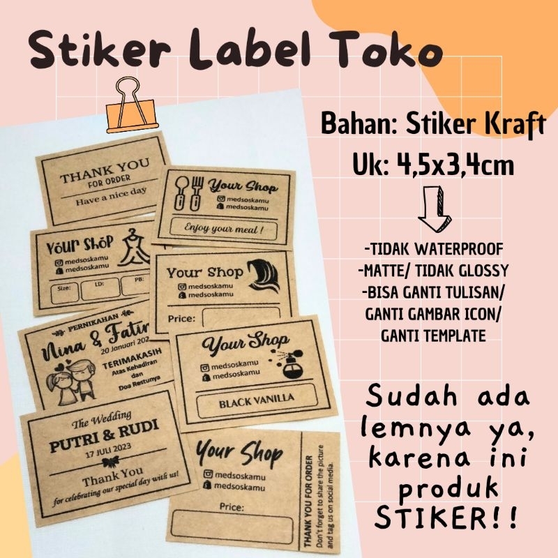 Jual BARUU!! [ISI 30 PCS] STIKER LABEL TOKO/STICKER KRAFT LABEL TOKO ...