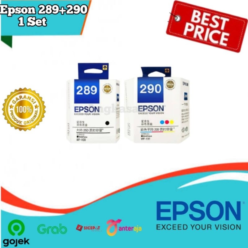Jual Paket Tinta Epson 289 Black + 290 Color 1 Set Original Cartridge ...