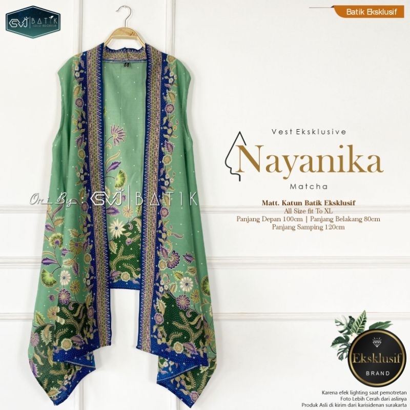 Jual Vest Batik Wanita Terbaru Nayanika matcha Biru by SVJ|Rompi Batik ...