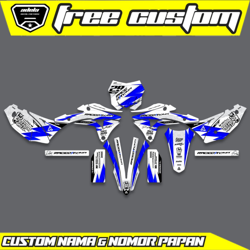 Jual Decal Sticker Motor Klx Gordon Full Body Putih Biru Bisa Ubah Nama ...
