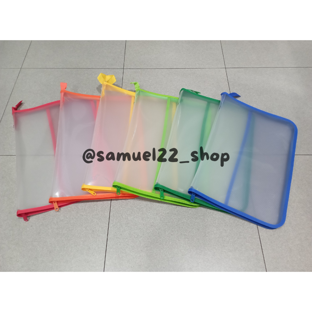 Jual Map Plastik Resleting Zipper Jaring Bag Folio F4 Jenia Warna