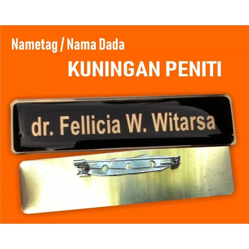 Jual Cetak Name Tag Kuningan Peniti/magnet/bet nama/nama dada Resin ...