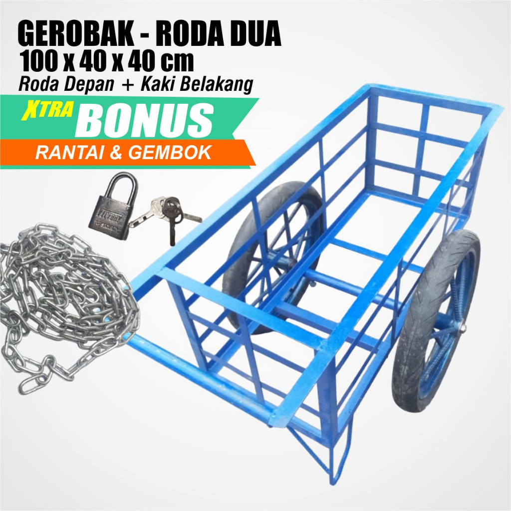 Jual Gerobak Roda dua Ukuran 100x40x40 cm / gerobak rangka besi ...