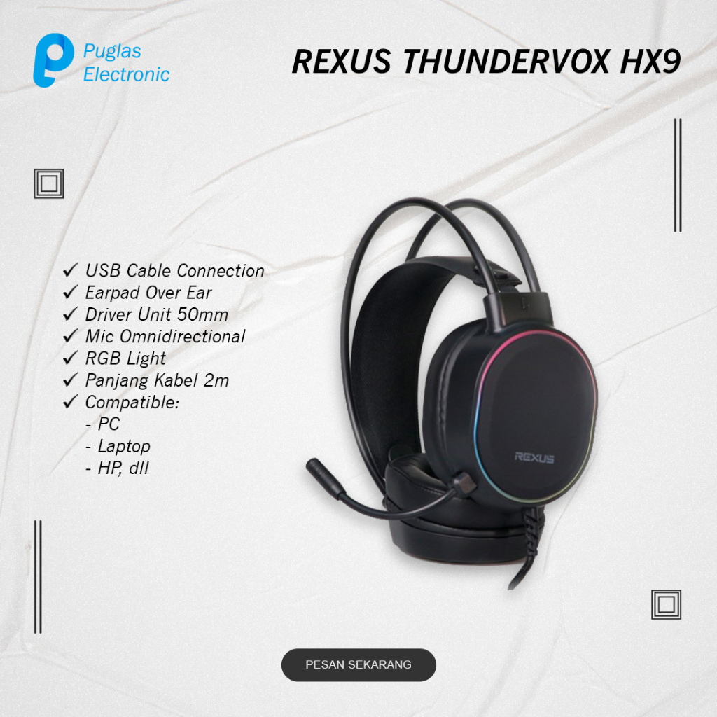 Jual Headset Gaming Rexus Thundervox HX9 USB Headphone Komputer PC HP ...