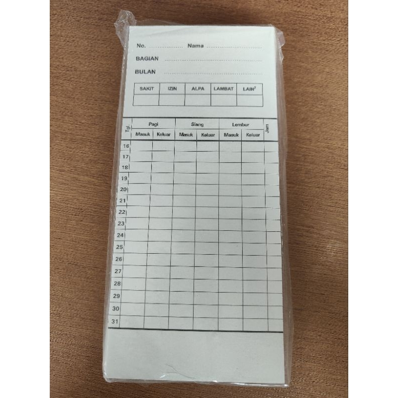 Jual kartu absensi ceklok | Shopee Indonesia