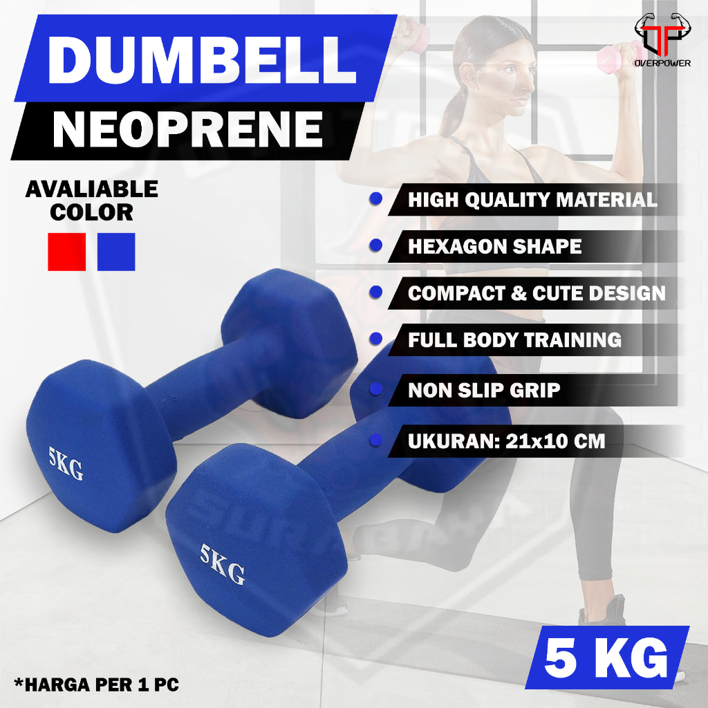 Jual Dumbell Neoprene 5Kg Barbel Mini Dumbel Warna Kecil Karet 5 Kg ...