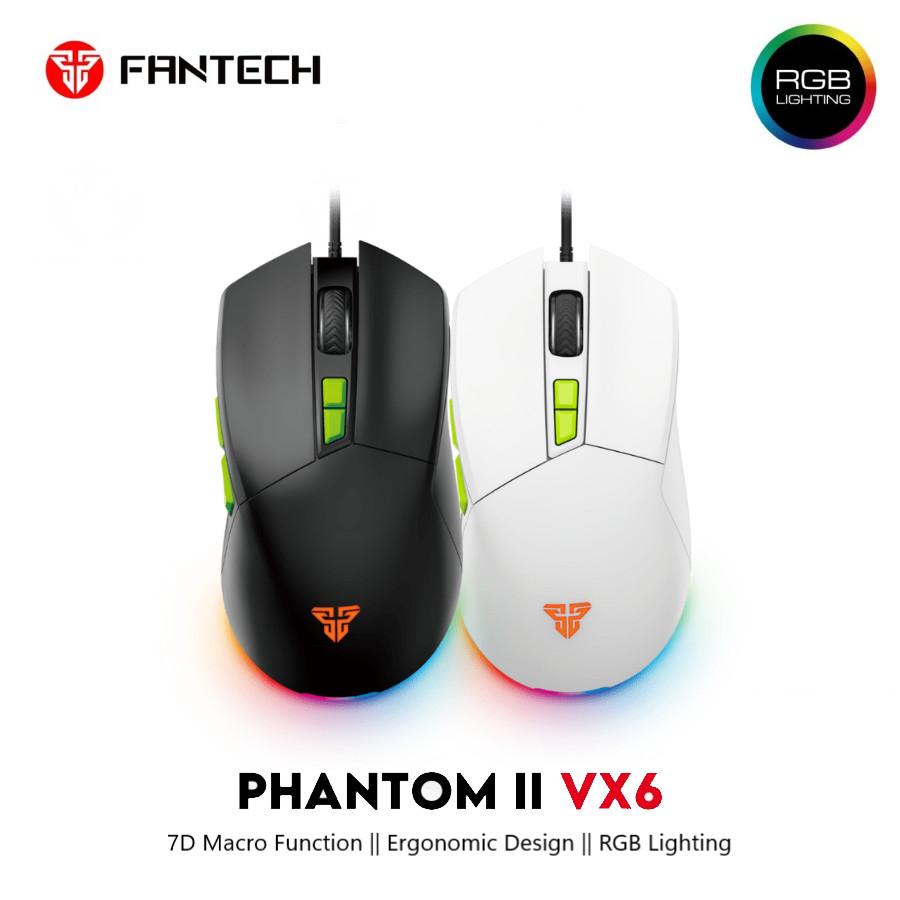 Jual FANTECH PHANTOM II VX6 MOUSE GAMING RGB MACRO ERGONOMIS WIRED ...