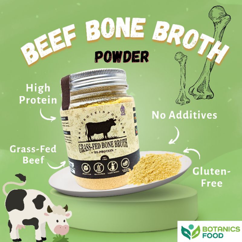 Jual Hi-Protein GRASS-FED Beef Bone Broth Powder by Botanics Food ...