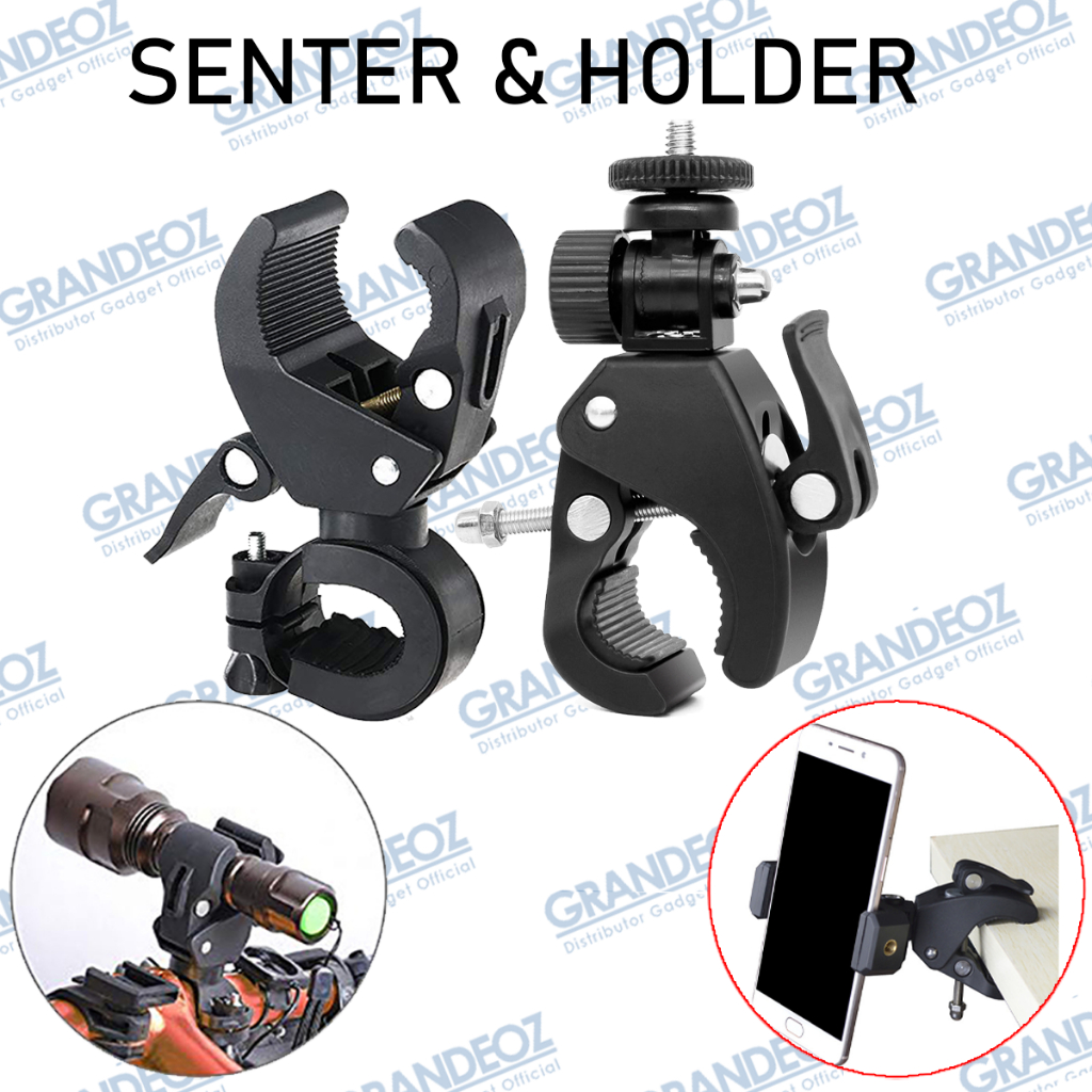 Jual GP023 Clamp AB-2967 Jepitan HP Phone Holder / Senter Stang Mount ...