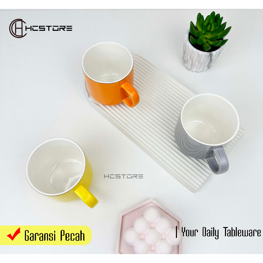 Jual GELAS MUG KERAMIK SIMPLE WARNA POLOS 370 ML COCOK BUAT KOPI TEH ...