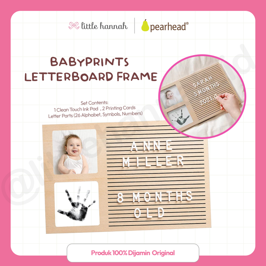 Jual Pearhead Babyprints Letterboard Frame / Frame Bayi / Cetak Tangan ...