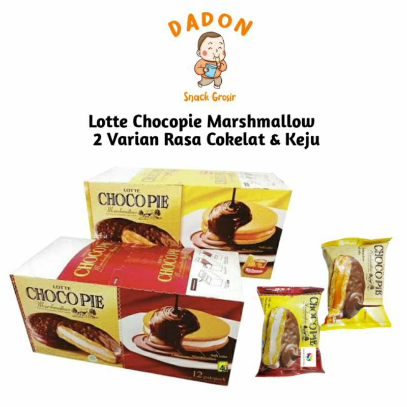 Jual Lotte Choco Pie Coklat Keju Marshmallow Box isi 12 pcsx28gr ...