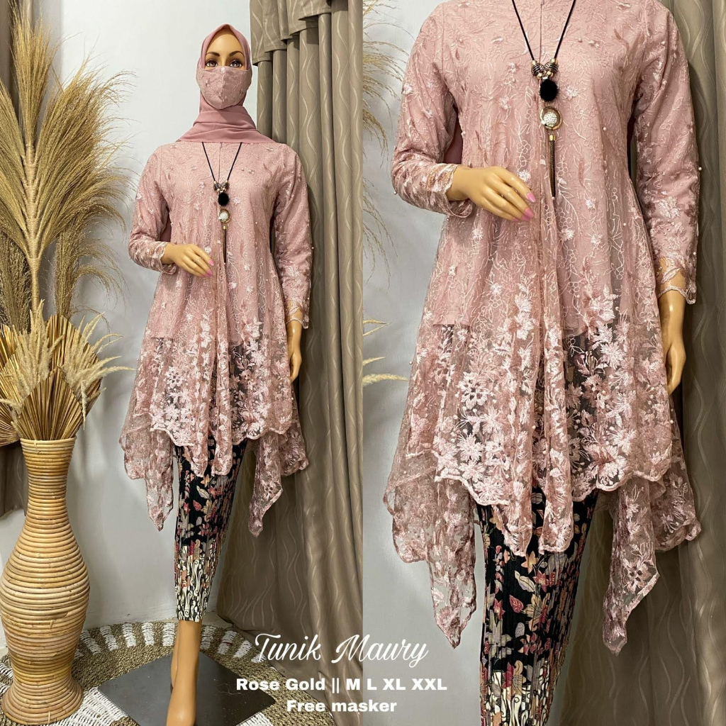 Jual Ready Set Tunik Maury Terbaru//Seragam Pesta/ Set kebaya Modern// baju tradisional/baju ...