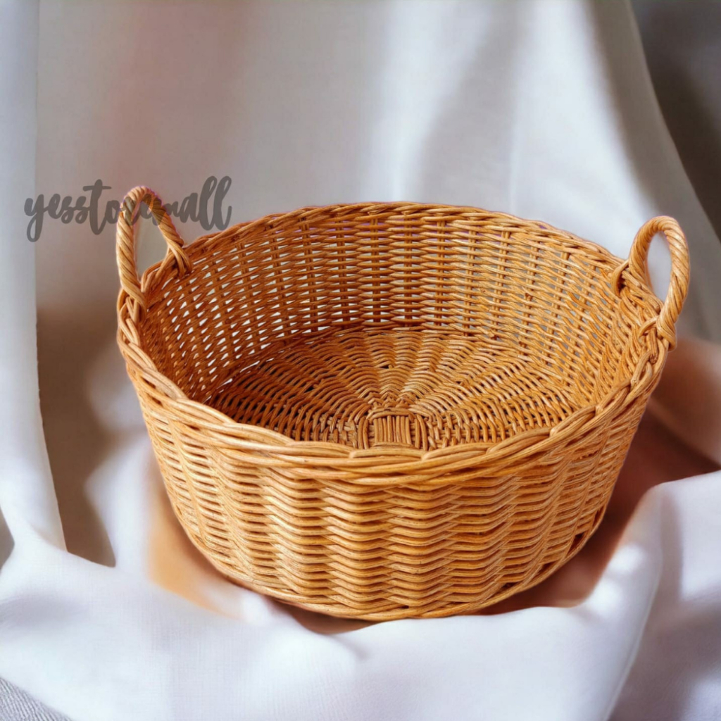 Jual keranjang rotan bulat handle besar wadah hantaran pernikahan ...