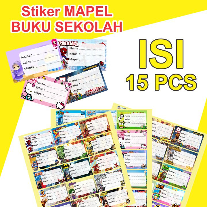 Jual Isi 15 Stiker Mapel - Label Buku Pelajaran Sekolah - Stiker mata ...