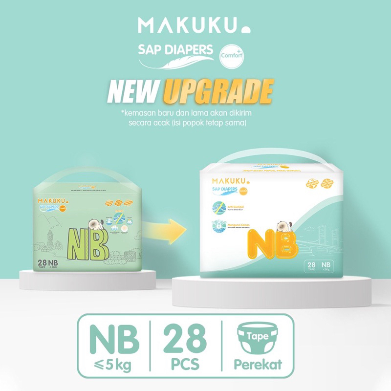 Jual MAKUKU SAP Diapers Comfort+ Tape NB28 / Popok Bayi Tipis Extra Dry ...