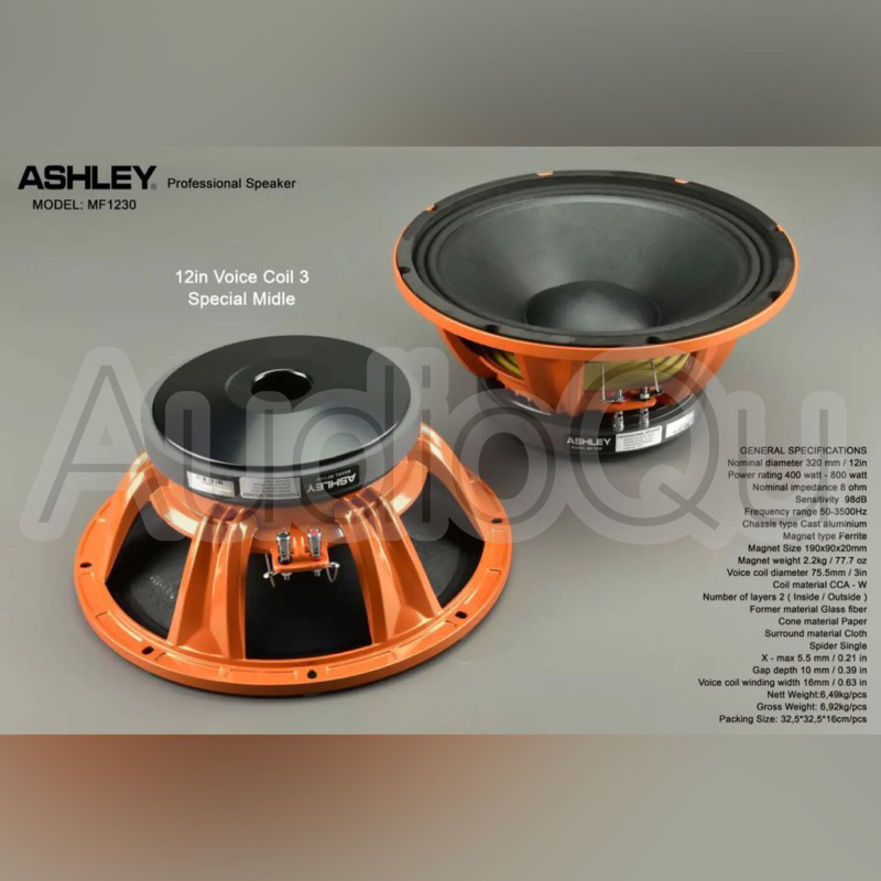 Jual Speaker Component Ashley MF 1230 Original 12 inch Special Midle ...