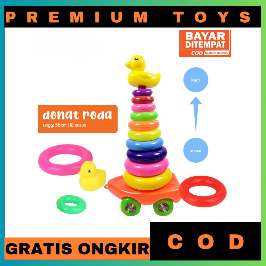 Jual (PROMO) COD RING DONAT RODA BEBEK/ mainan bayi ring roda jumbo 10 ...