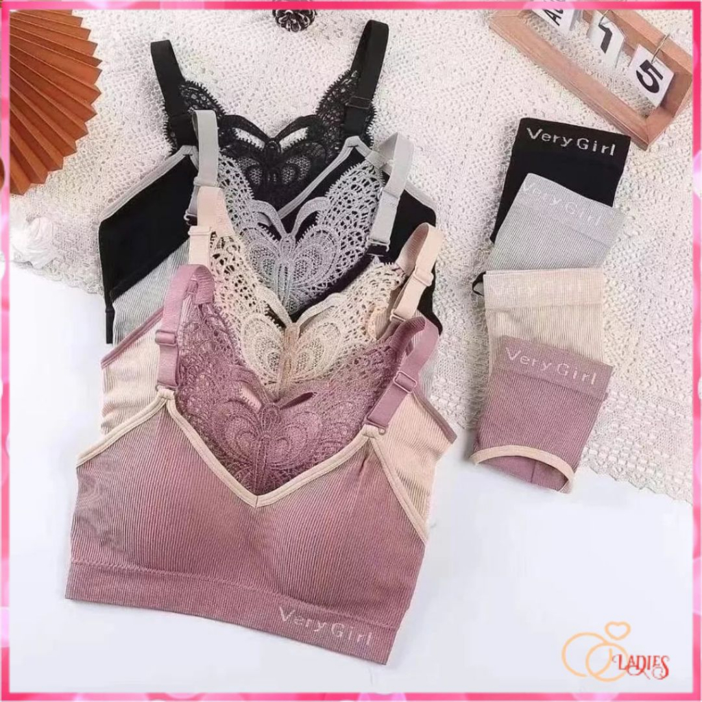 Jual Ladies Bra Sport BH Wanita 1 Set Bra Model Seamless Renda Kupu ...