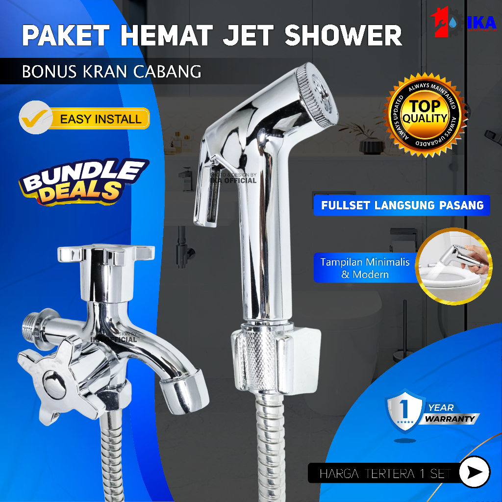 Jual Paket Bundling Jet Shower komplit Kran Cabang Hitam Series ...