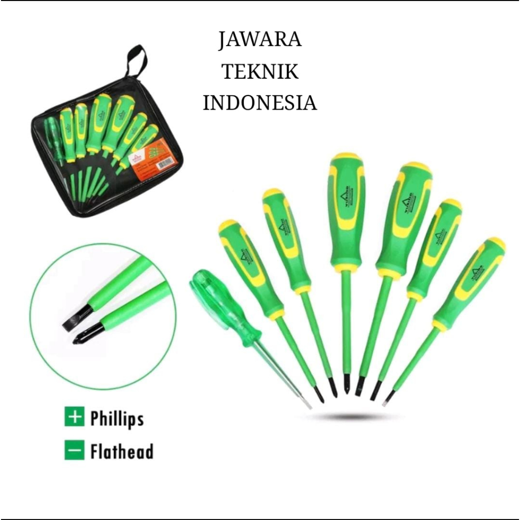 Jual Obeng Elektrik isi 7 pcs Obeng Plus Minus dan Test Pen Obeng ...