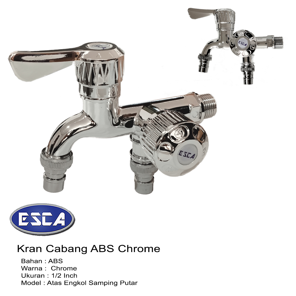 Jual ESCA - Keran Air Cabang Shower Silver ABS Kran Double Plastik Kamar Mandi Toilet WC Chrome ...