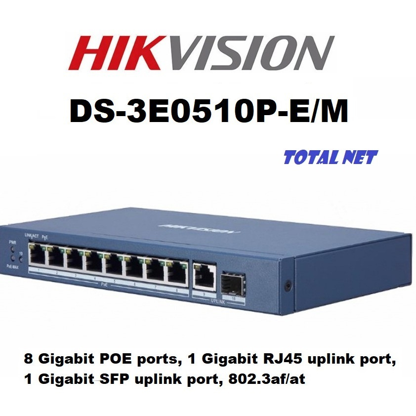 Jual Hikvision DS-3E0510P-E/M DS-3E0510P 8Port Gigabit POE 58W 1 uplink / SFP | Shopee Indonesia