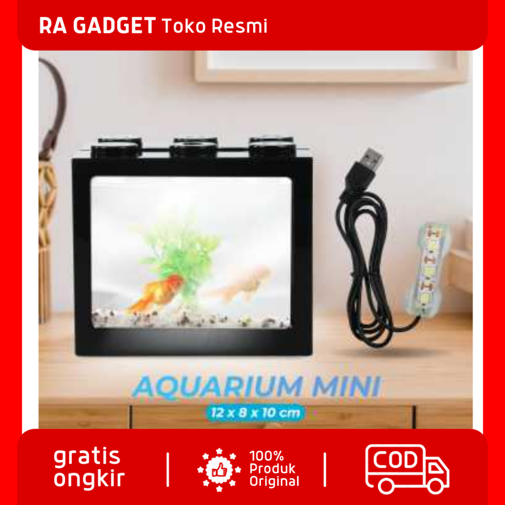 Jual Aquarium Lego Fish Tank Block 4 Windows 12x8x10cm White LED ...