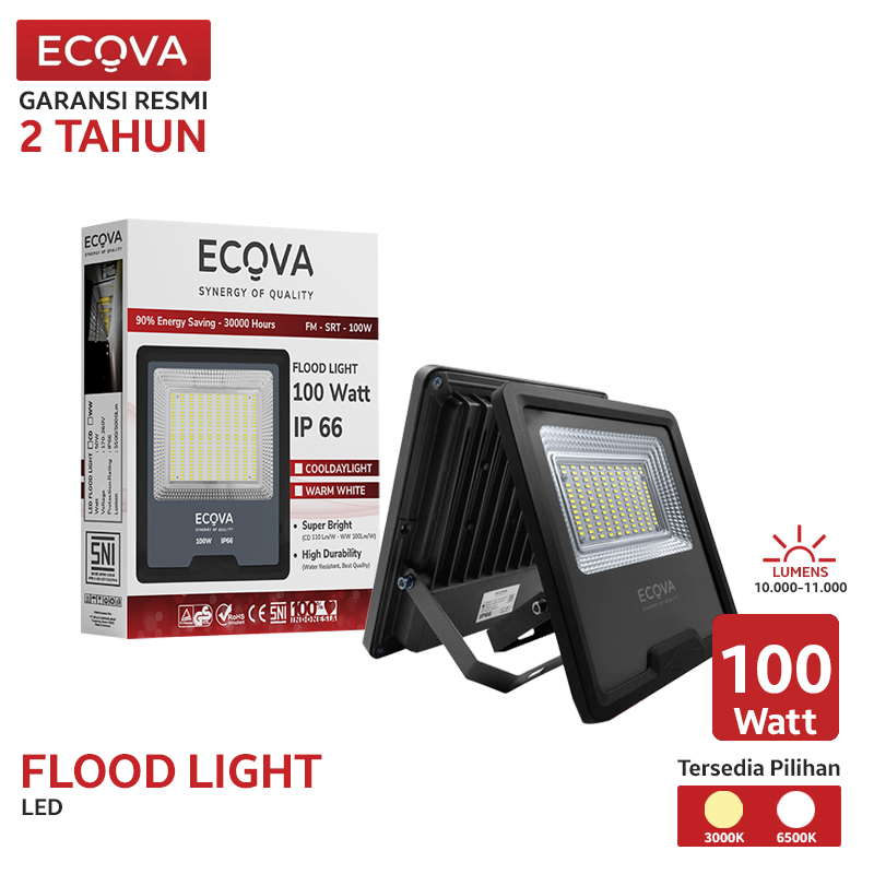 Jual Ecova Flood Light Lampu Sorot LED 100 Watt | Shopee Indonesia