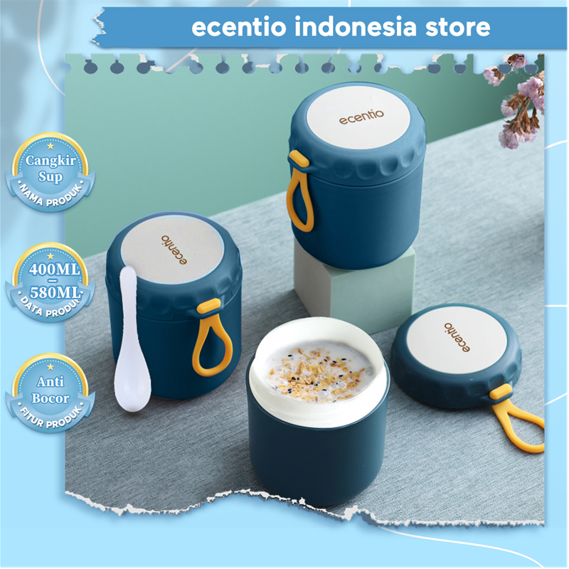 Jual ecentio cangkir sup tahan panas free sendok anti tumpah food jar ...