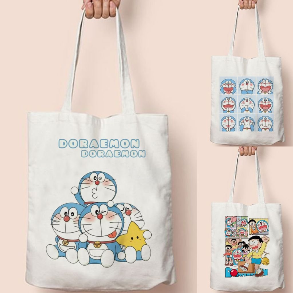 Jual Totebag Tote Bag Sekolah Anak Doraemon Hello Kitty Gambar Lucu Goodie Bag Souvenir Tas ...