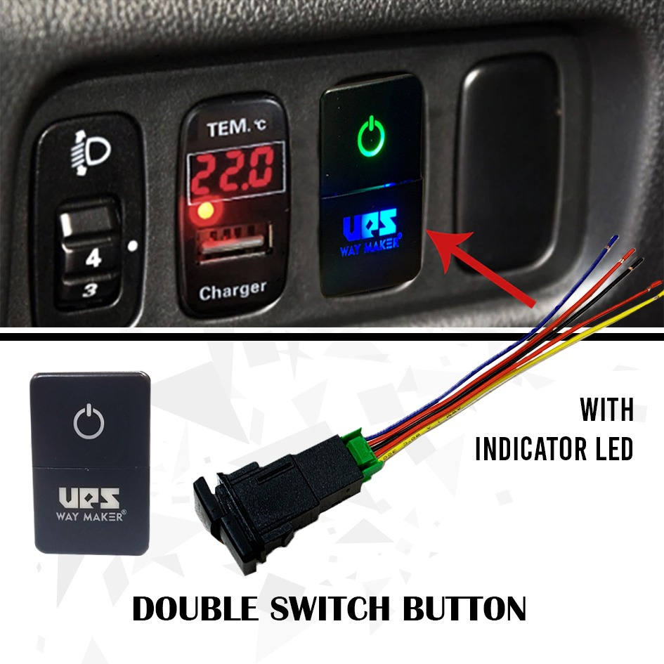 Jual Saklar Oem Mobil Double Switch Button LED UPS WAY MAKER | Shopee ...