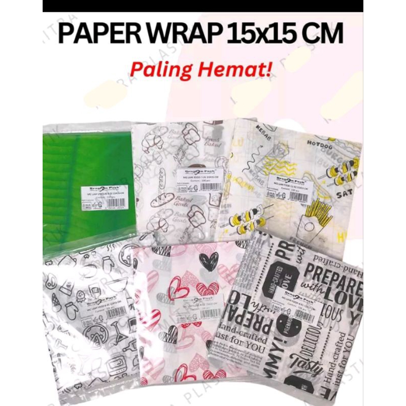 Jual 100 lembar Kertas Nasi Motif 15x15 cm Paper Wrap 100 pcs Printing ...