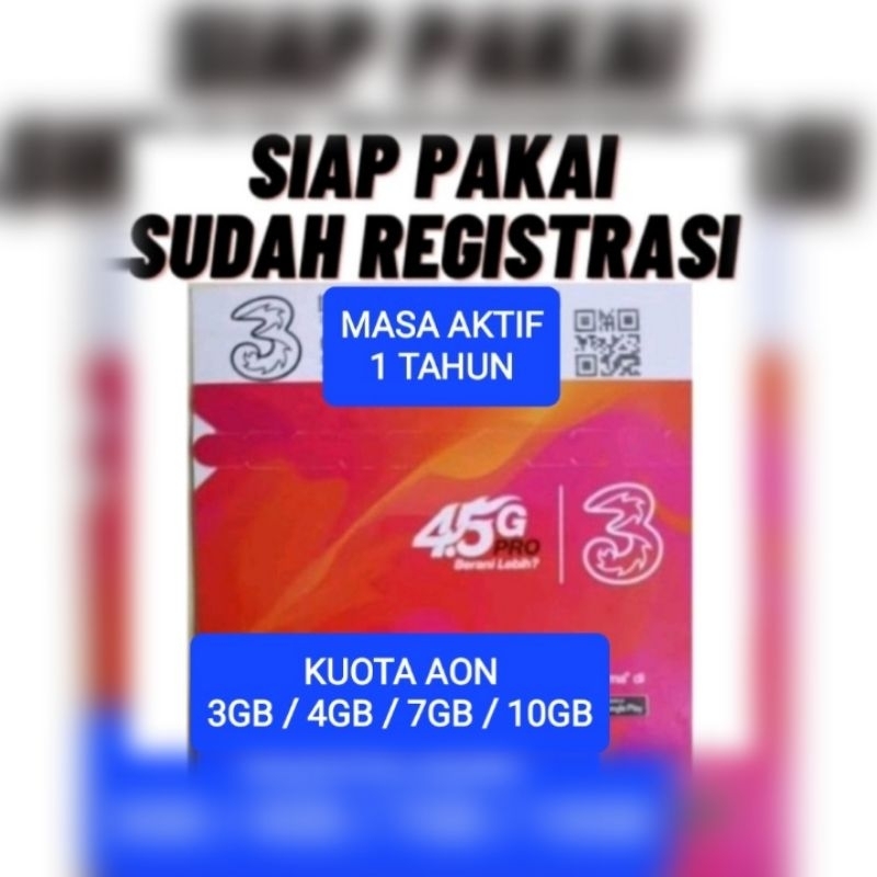 Jual KARTU TRI / KARTU 3 / KARTU THREE KUOTA 10GB MASA AKTIF 1 TAHUN ...