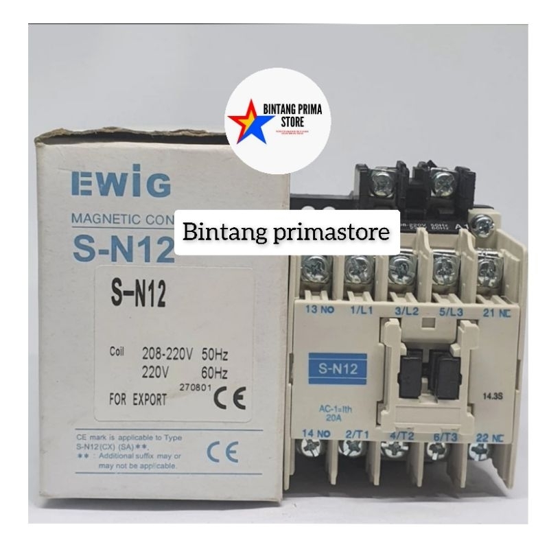 Jual Kontaktor/Contactor S-N12 / SN12 20A 3P Merk EWIG | Shopee Indonesia