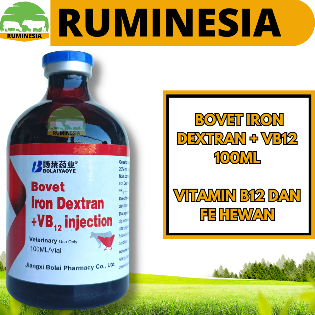 Jual Iron Dextran 100 ml - Iron Dextran + Vit B12 - Bovet Iron Dextran ...