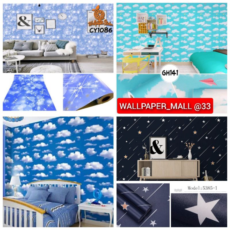 Jual Wallpaper Plafon Wallpaper Awan Wallpaper Motif Awan Wallpaper Dinding Motif Awan Biru ...