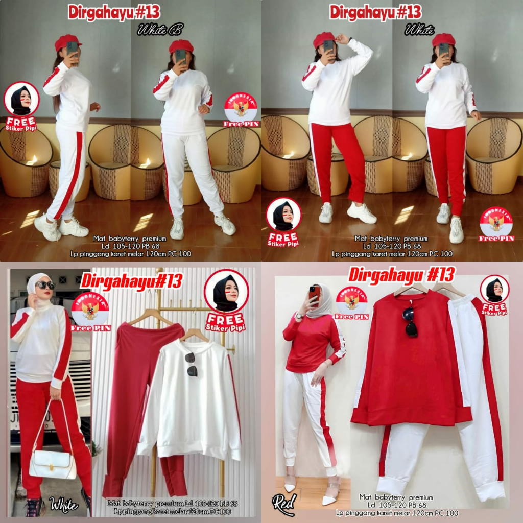 Jual baju olahraga training set merah putih dirgahayu kemerdekaan#13 ...