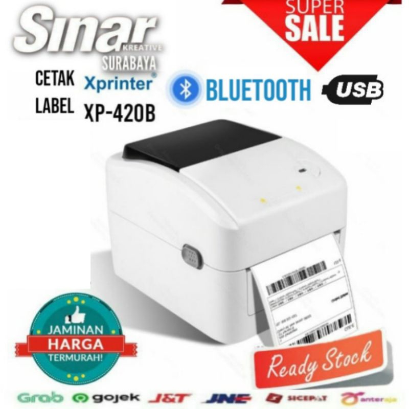 Jual PRINTER LABEL BLUETOOTH CETAK RESI 110MM XPRINTER XP420B BARCODE THERMAL | Shopee Indonesia