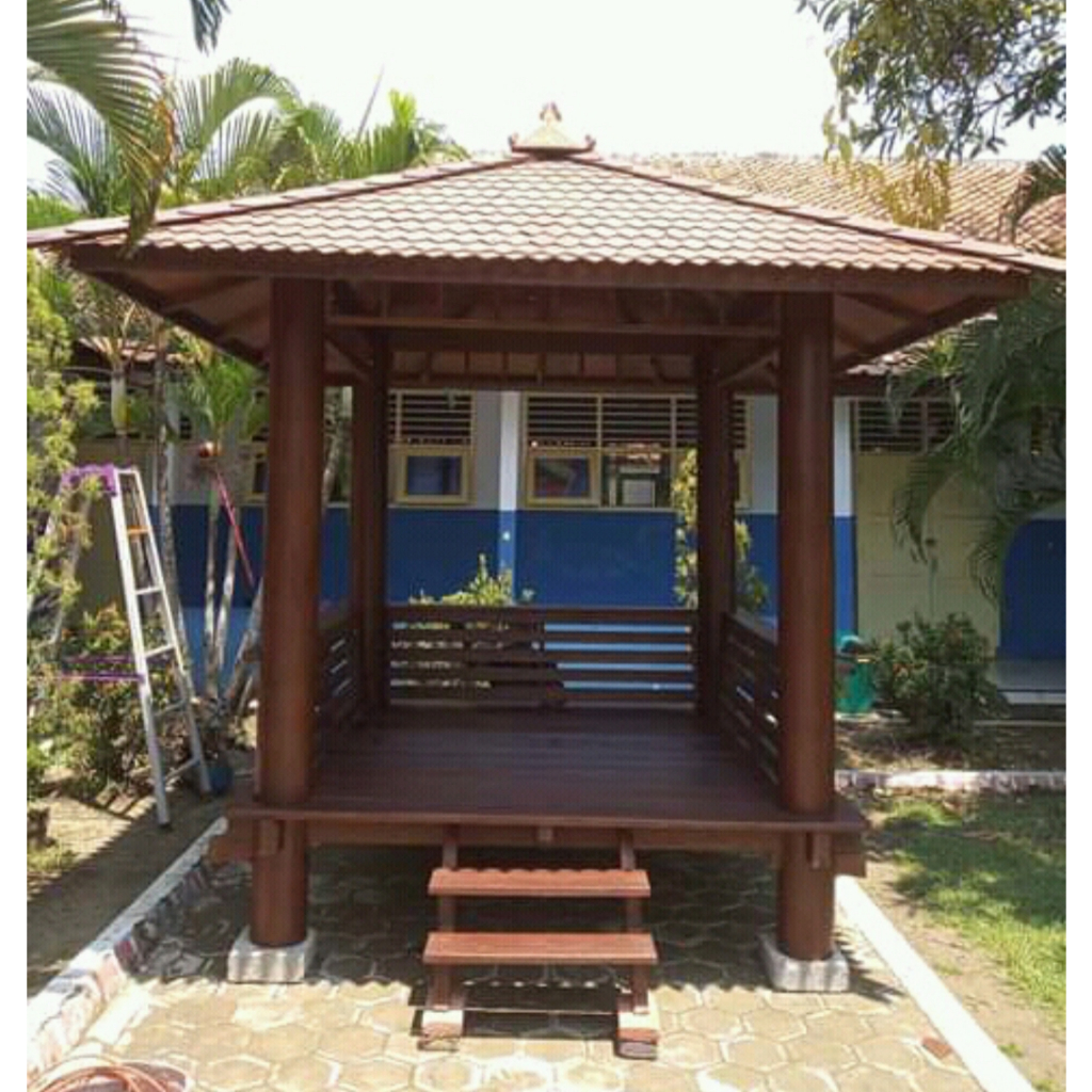 Jual Gasebo Ukuran 250x250 Cm Kayu Kelapa Atap Sirap Kayu Ulin Desain ...