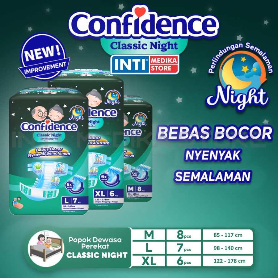 Jual CONFIDENCE - Diapers CLASSIC NIGHT M8 L7 XL6 | Popok Perekat ...