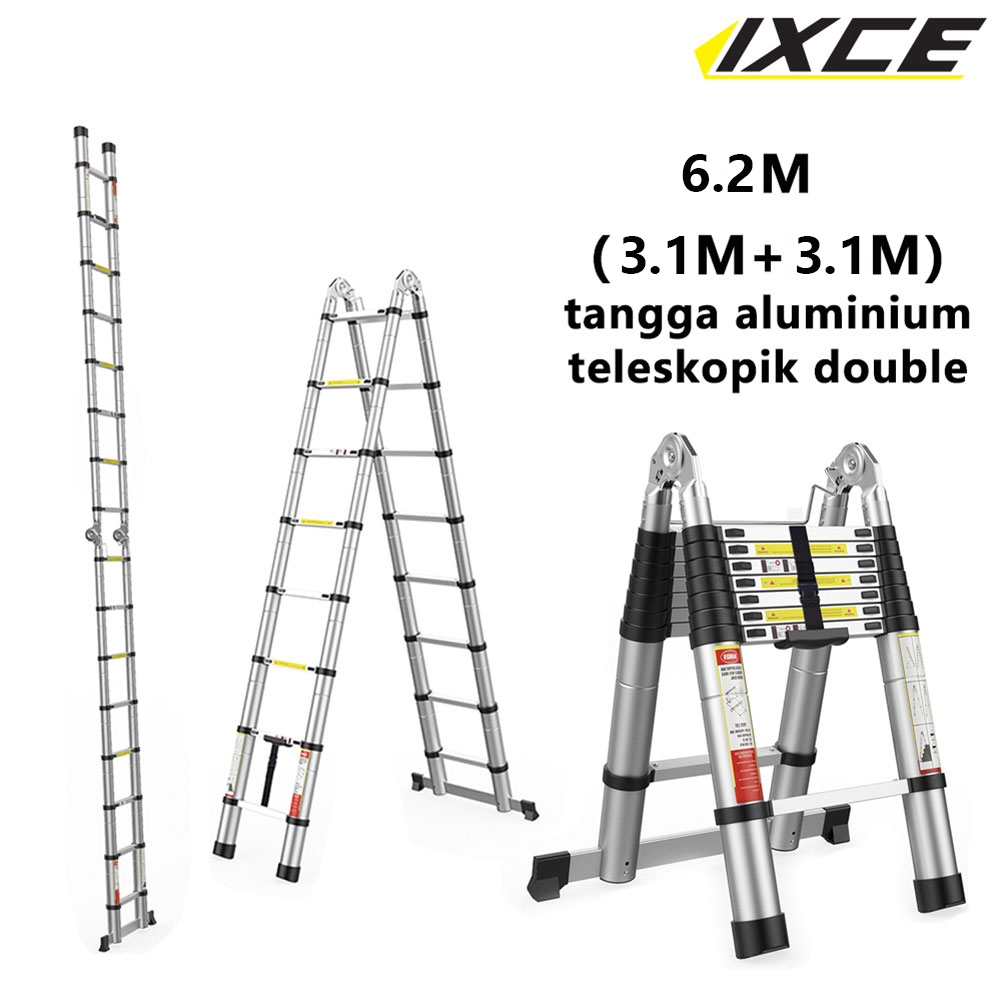 Jual Ready！Tangga Teleskopik tanpa lekukan（3.1+3.1）M Portabel Aluminium Double or single 6.2 ...